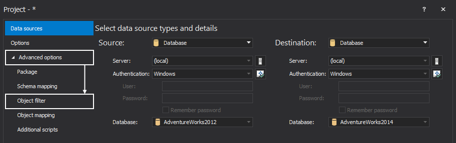 Using The Row Filter Option In Apexsql Data Diff