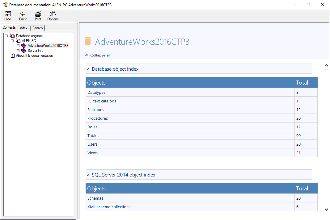 Setting up SQL database documentation Setting up SQL database documentation