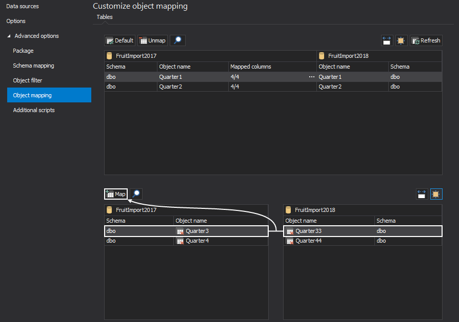 How To Perform Custom Object Mapping In Apexsql Data Diff