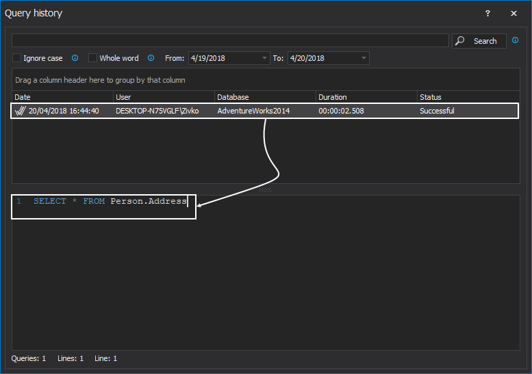 How to import executed queries from SSMS Tools Pack to ApexSQL Complete