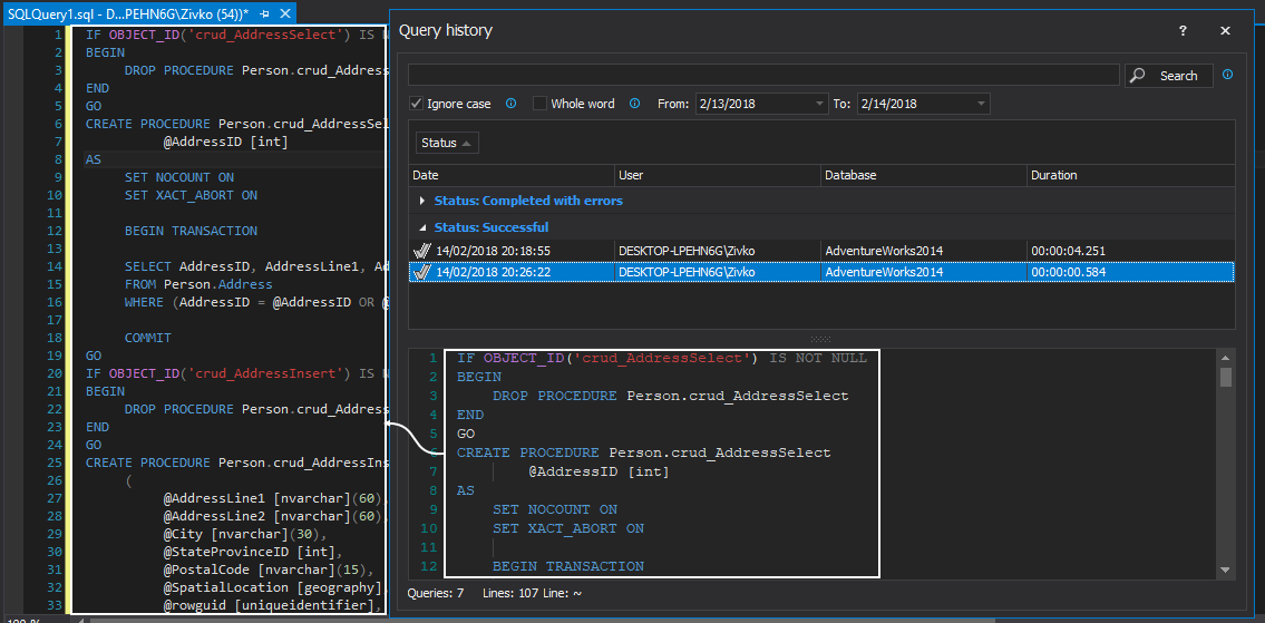 Executed Queries