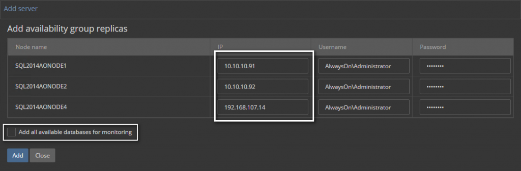 How to add AlwaysOn Availability Groups for monitoring