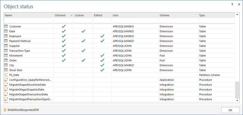 Object status icons and visualization