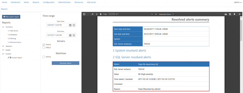 Resolving alerts in ApexSQL Monitor