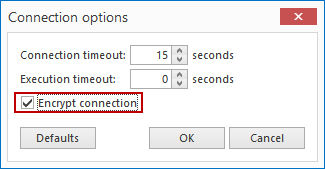 How to use encrypted connections to SQL Server within ApexSQL tools