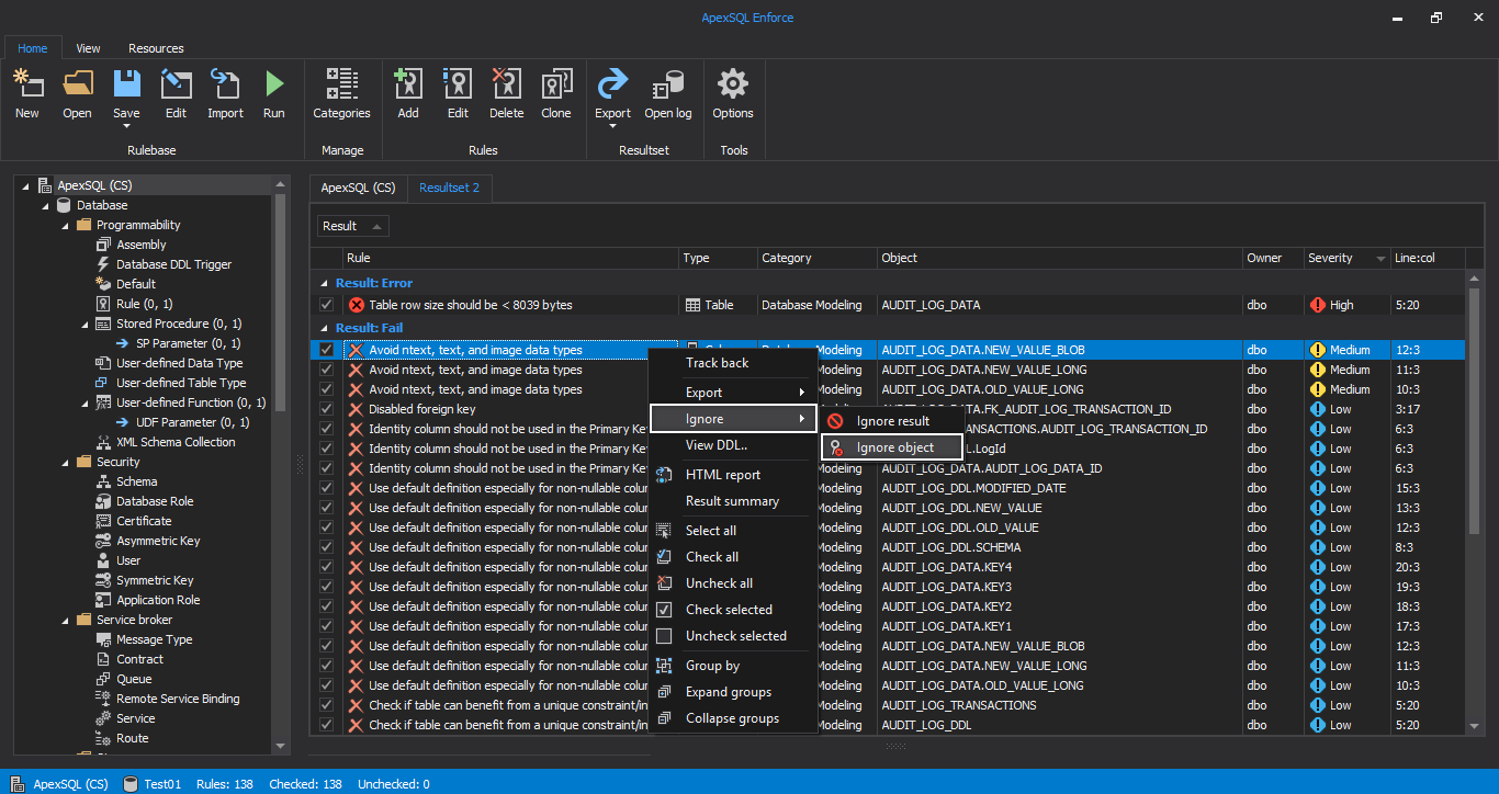 Ignoring rules and objects
