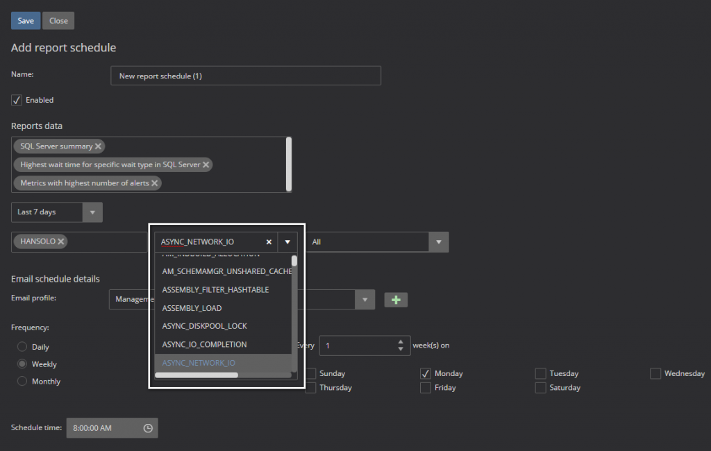 Using and scheduling SQL Server performance monitoring reports