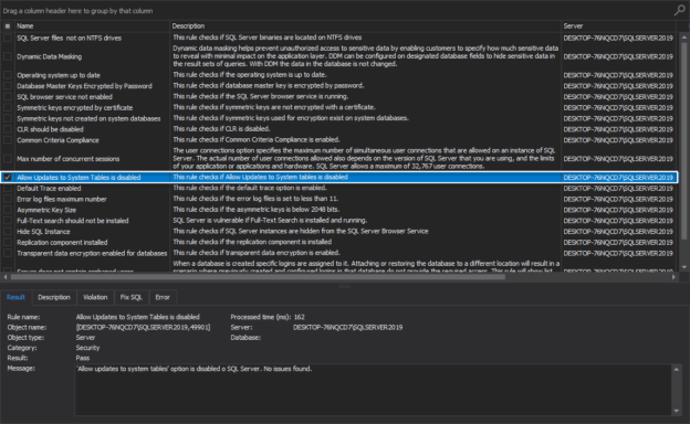 Executing a health check analysis of the SQL Server instance Security ...
