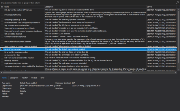 Executing a health check analysis of the SQL Server instance Security ...