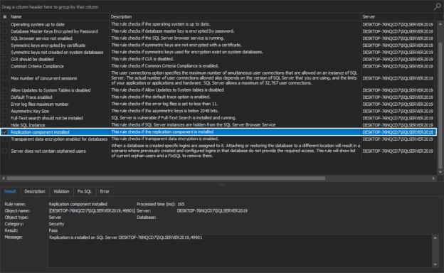 Executing a health check analysis of the SQL Server instance Security ...