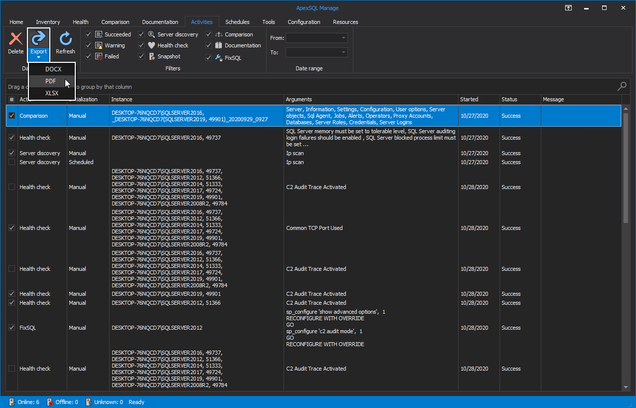 Track Sql Server Instance Activities In The Sql Manage Instance Software