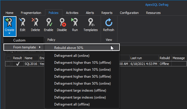 Create And Run Sql Server Instance Index Policy Templates