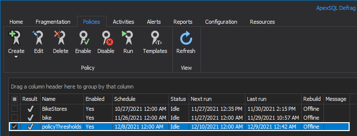 Use Sql Server Instance Index Policy Thresholds